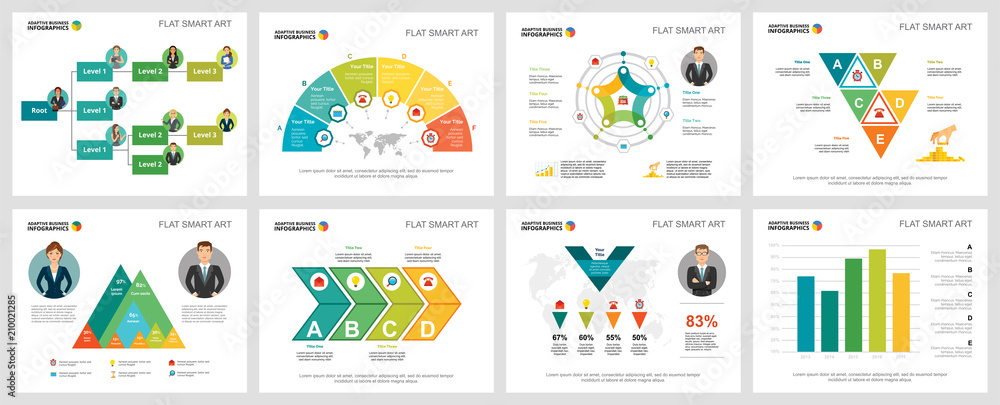 Vetor de Colorful statistics and logistics infographic charts set ...