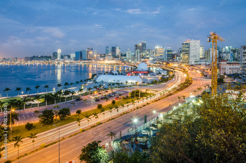 Skyline of capital city Luanda, Luanda bay and seaside promenade with ... Skyline of capital city Luanda, Luanda bay and seaside promenade with ...