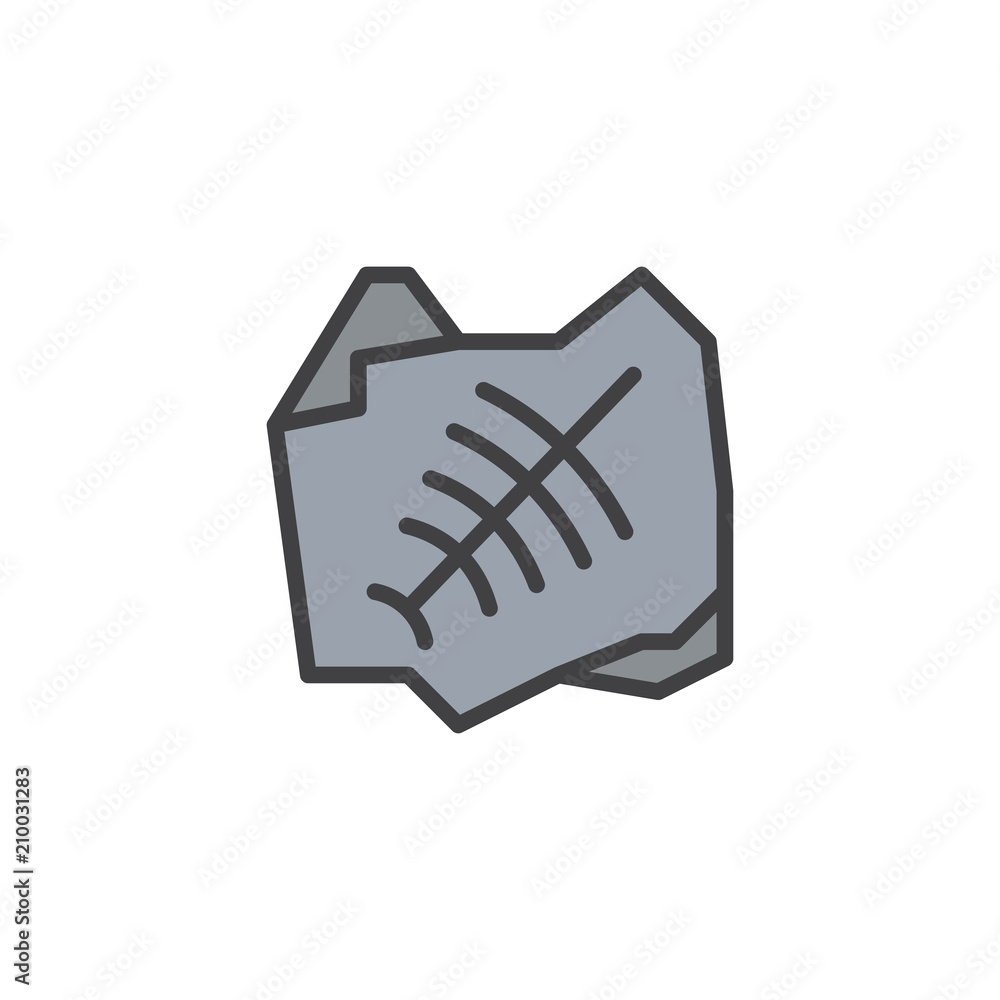 Fossil trilobite imprint filled outline icon, line vector sign, linear ...