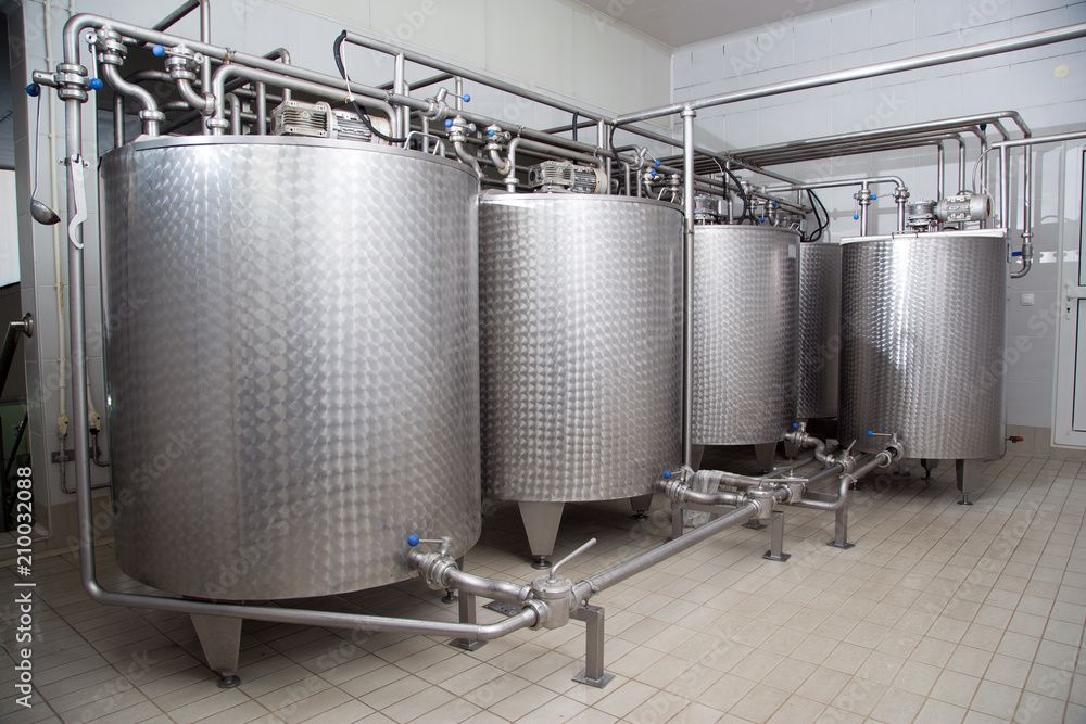 Storage Tanks For Milk Used For Milk Products Production In The Modern ...