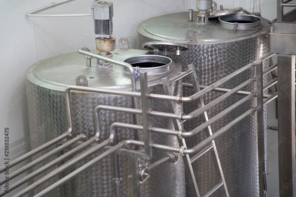Storage Tanks For Milk Used For Milk Products Production In The Modern ...