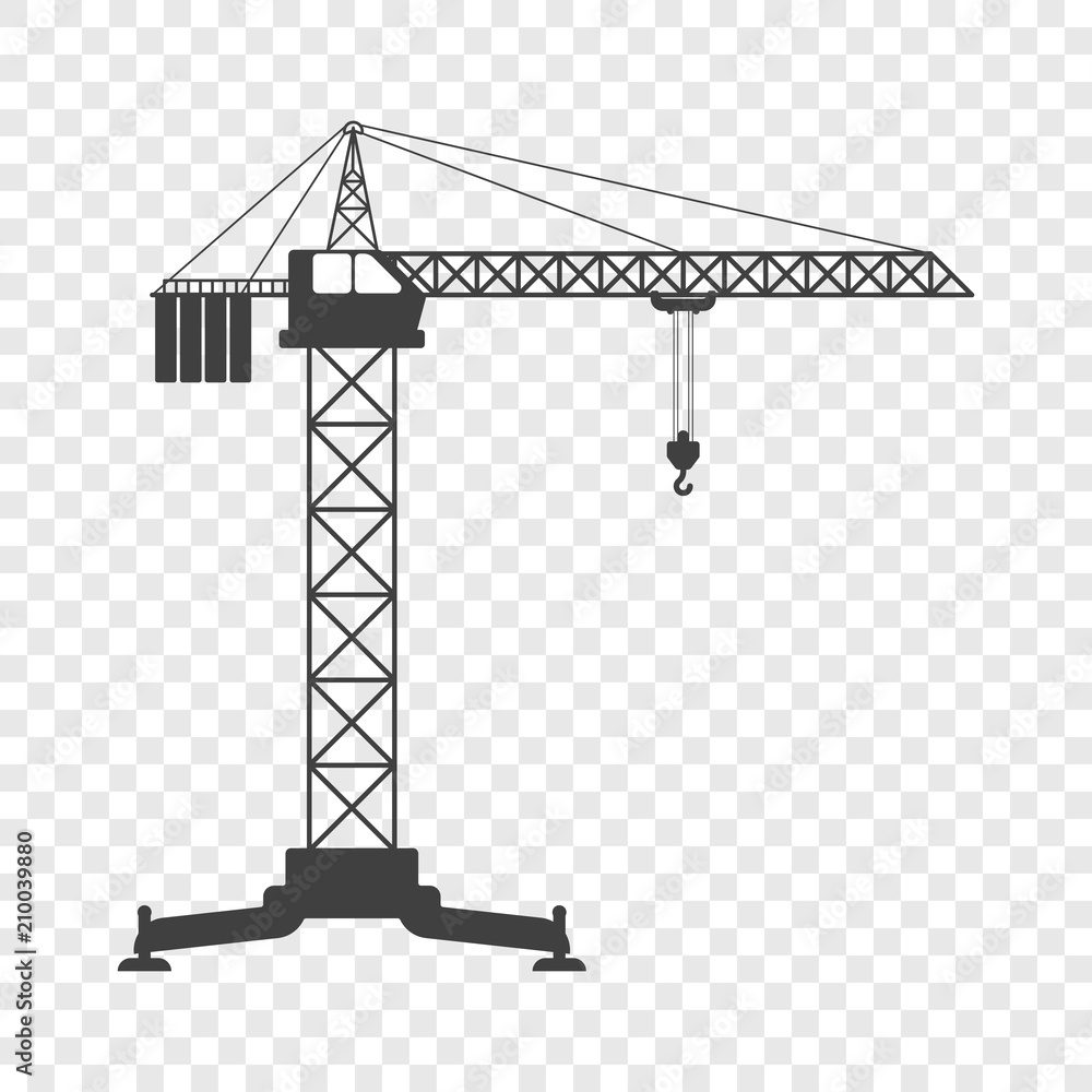 Icon of the tower crane. Vector illustration on transparent background ...
