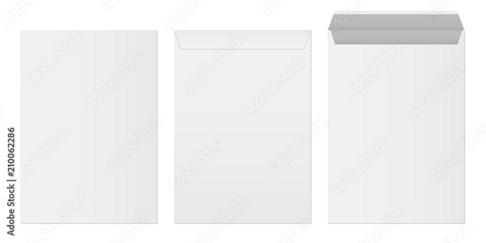 Creative vector illustration of white blank paper envelopes template ...