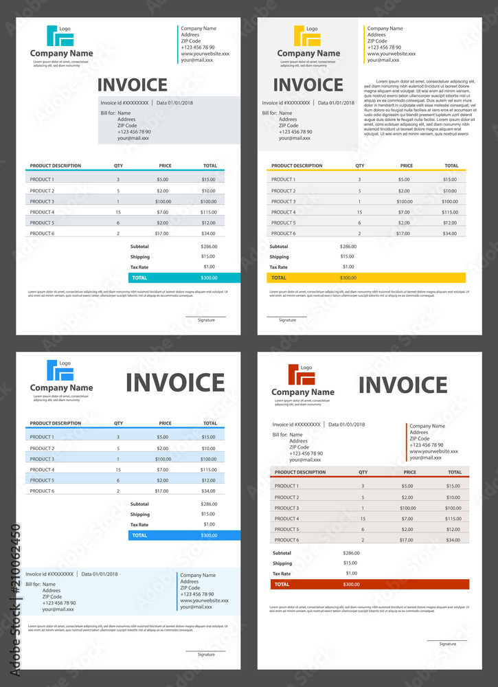Creative vector illustration of invoice form template for your billing ...