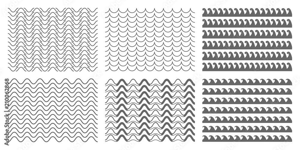 Creative vector illustration of blue sea line ornament set isolated on ...