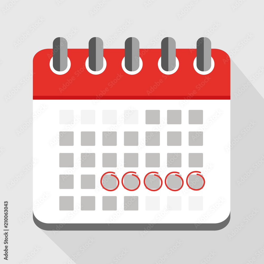 mehrere Tage im roten kalender eingekreist Stock-Vektorgrafik | Adobe Stock