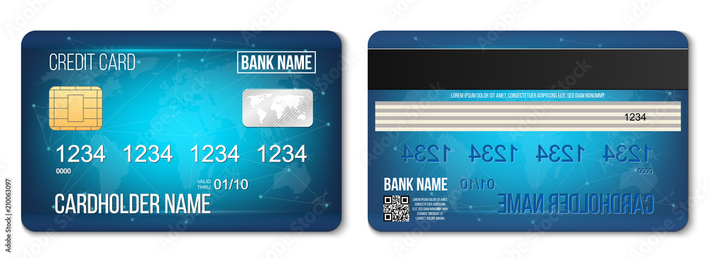 Creative vector illustration of bank plastic credit card set isolated ...