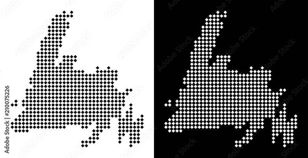 Vector rhombus dot Newfoundland Island map. Abstract territorial maps ...