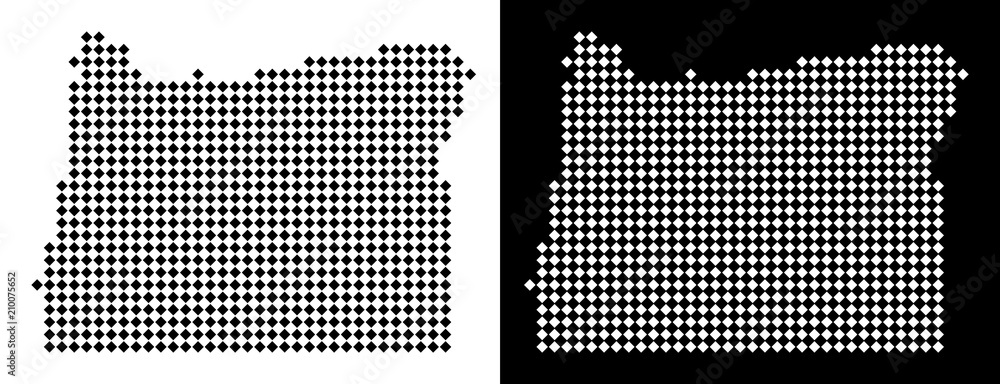 Vector rhombic pixel Oregon State map. Abstract geographical maps in ...