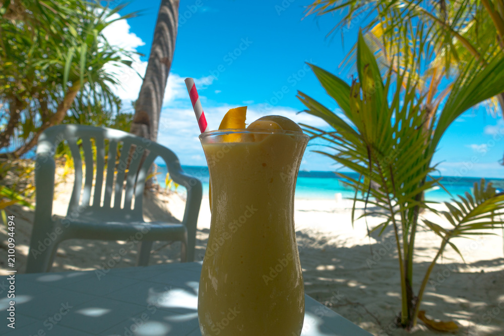 Mango Shake on the Beach During Island Vacation - Bohol, Philippines ...