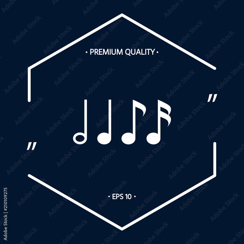 Symbol of Music, notes. Sixteenth note, Eighth note, quarter note and ...