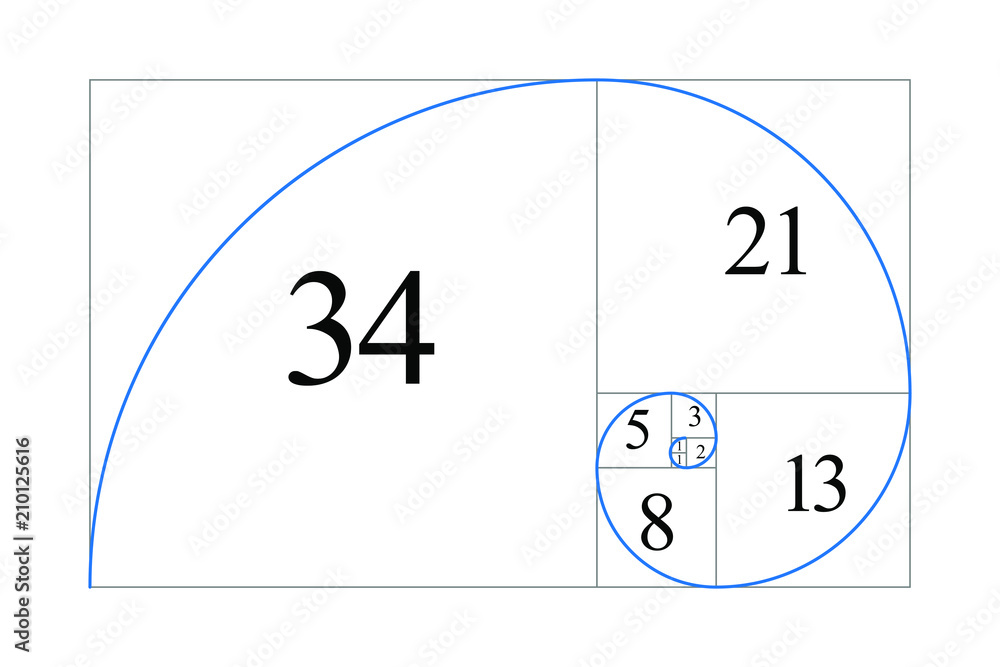Golden ratio. Fibonacci number. Geometric shapes. Logo. Vector icon ...