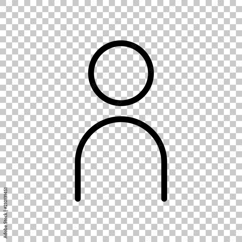 Simple person icon. Linear symbol, thin outline. On transparent Stock ...