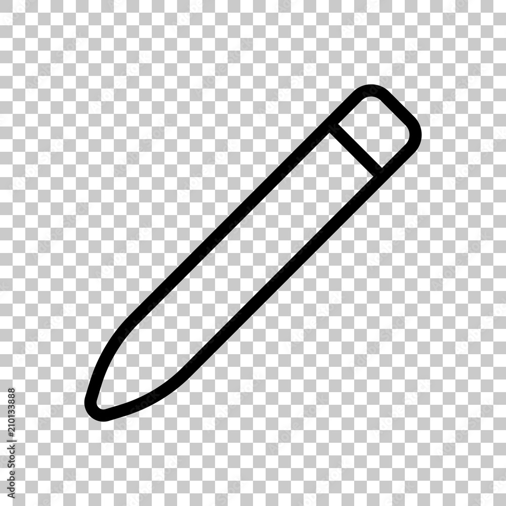 Simple pencil. Linear, thin outline. On transparent background. Stock ...