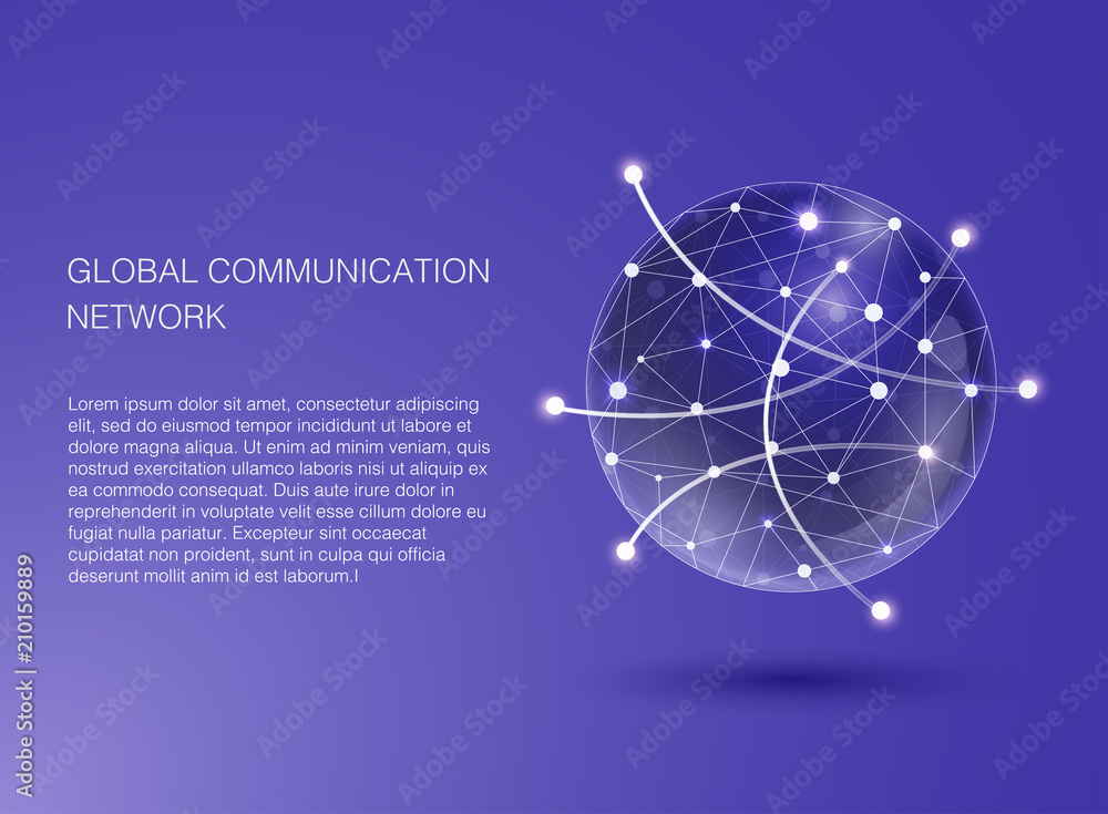 Global communication network. Flat Design Illustration for Web Sites ...