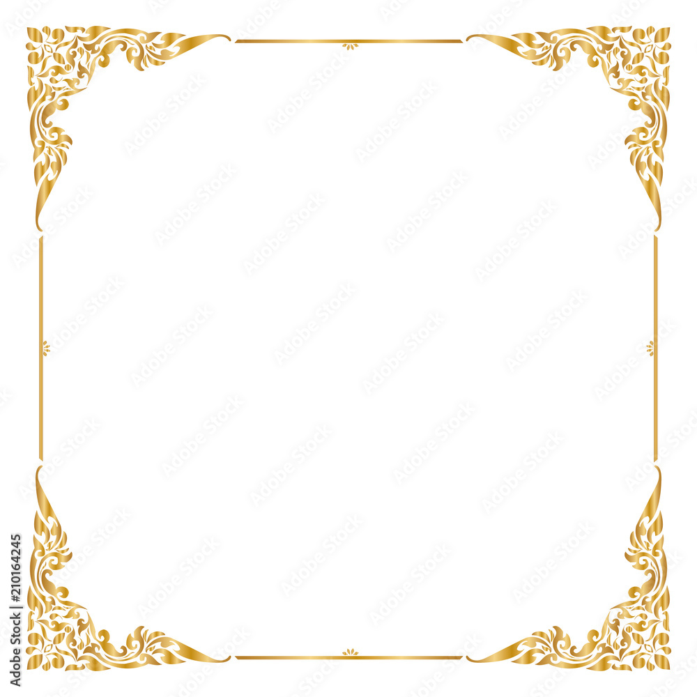 Decorative frame and border, Square frame, Golden frame, Thai pattern ...