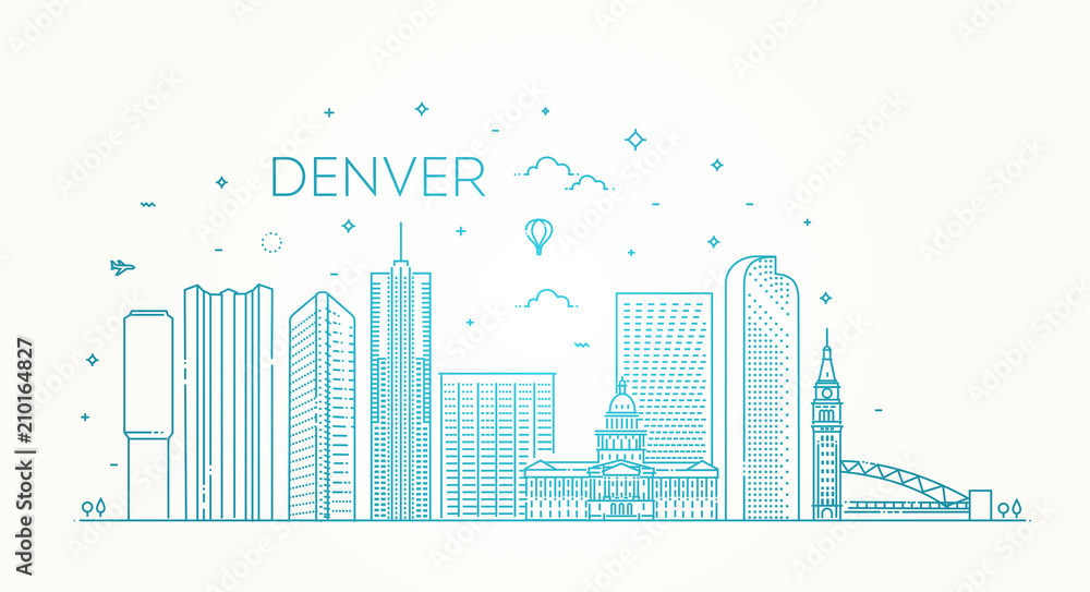 Colorado, Denver. City skyline. Architecture, buildings, landscape ...