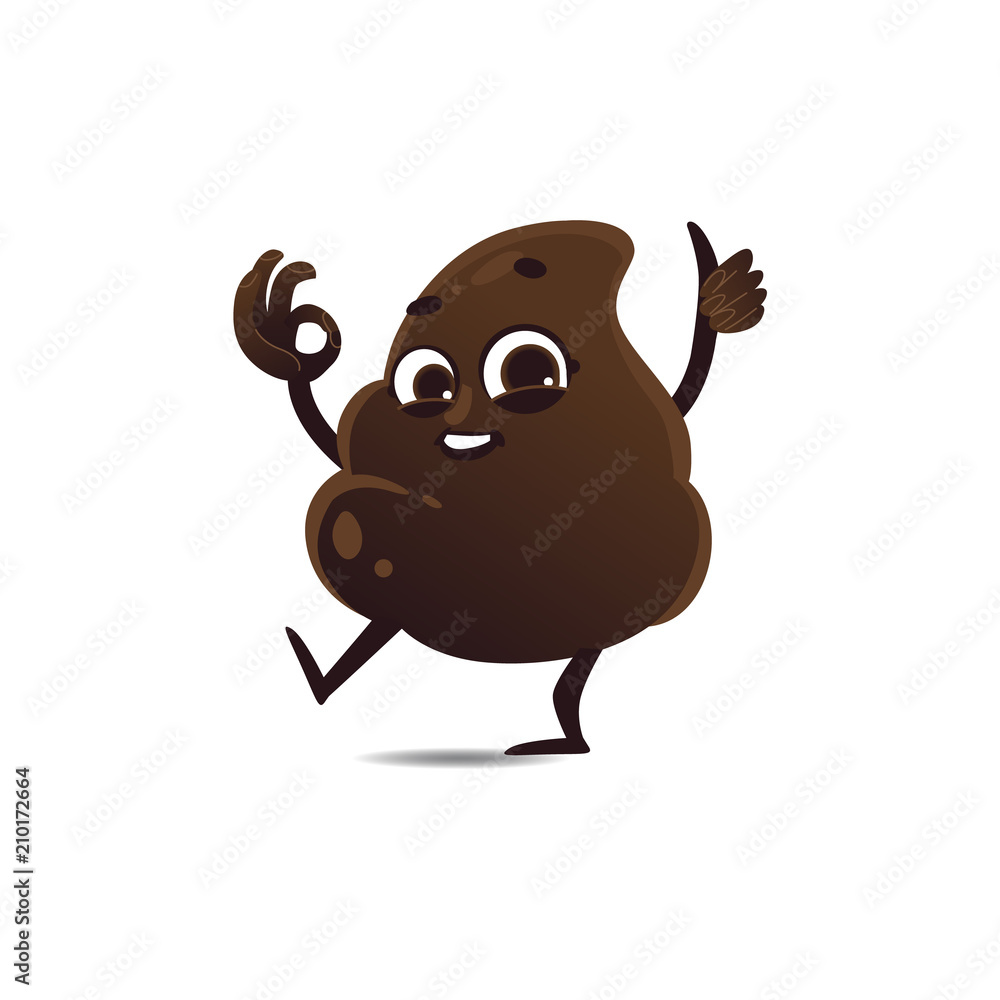Cheerfu brown poop character with legs and arms running waving hands ...