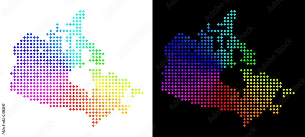 Vecteur Stock Rainbow dot Canada map. Vector territorial map in bright ...