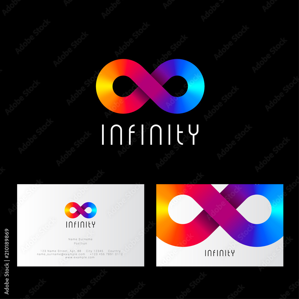 Infinity logo, like rainbow ribbon. Infinity abstract emblem. Identity ...