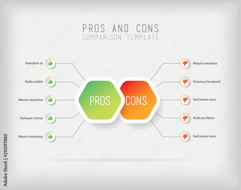 Photo & Art Print Pros and Cons comparison vector template., pokki