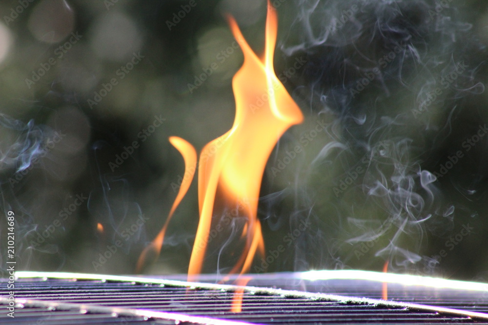 flame orange hot heat burn flicker shapes bbq smoke grill Stock Photo ...