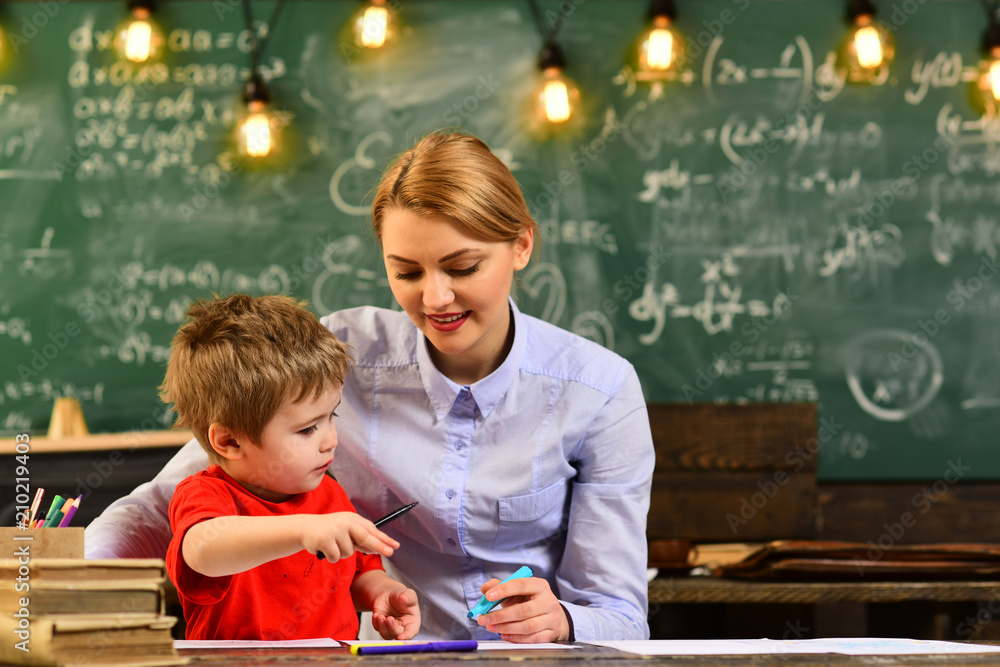 Concept education - back to school on green background, Education and ...
