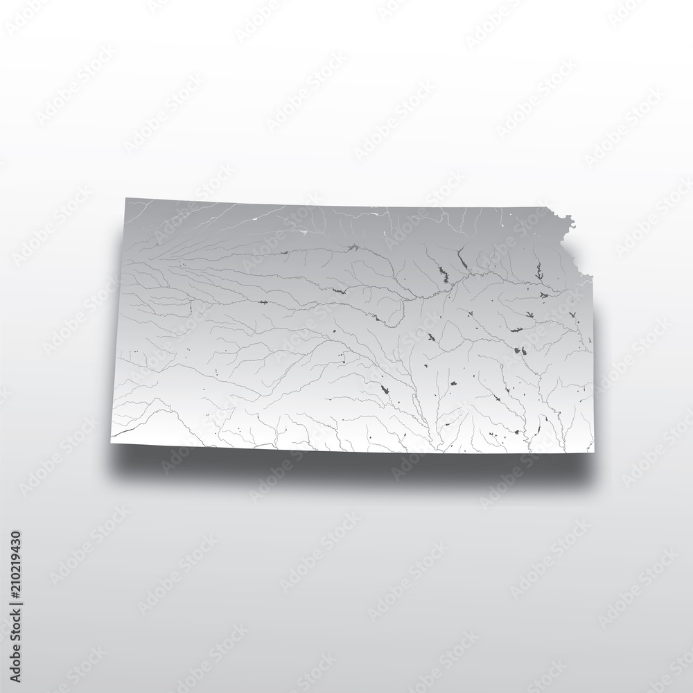 U.S. states - map of Kansas with paper cut effect. Please look at my ...