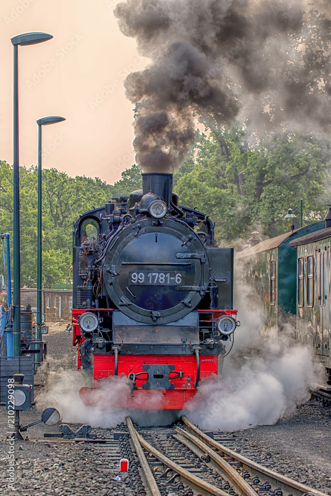 Poster old historic german steam locomotive at the Island ruegen – Wall ...
