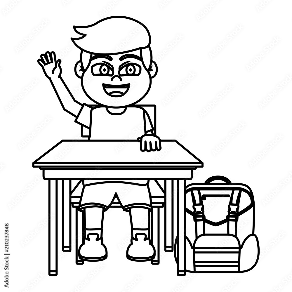 Boy Sitting At Desk Clipart