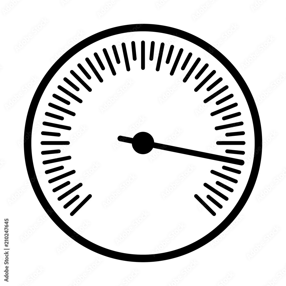 Round barometer or speed gauge indicator line art vector icon for apps ...