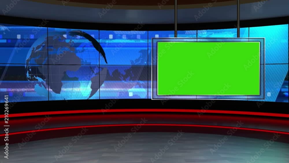 News TV Studio Set 24 - Virtual Green Screen Background Loop Stock ...