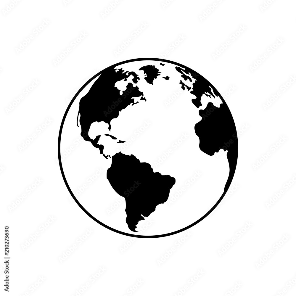 planet icon. Planet earth black and white icon Stock Vector | Adobe Stock