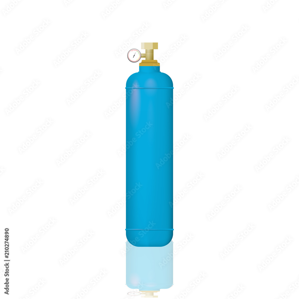 Blue oxygen cylinders. Vector illustration of the O2. design of medical ...