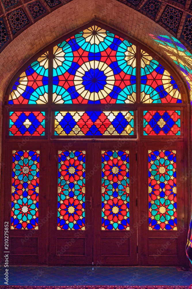 Stained glass window of Nasir Ol-Molk mosque, also famous as Pink ...