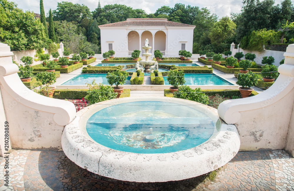 The beautiful Italian Renaissance Garden view from the upper terraces ...