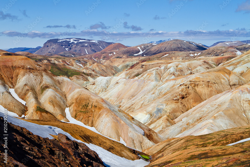 Icelandic mountain landscape. Colorful volcanic mountains in the ...