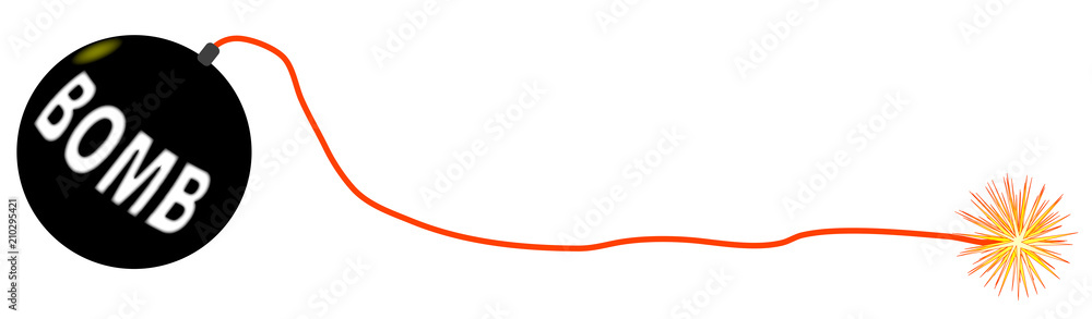 Cartoon Bomb With Long Fuse Stock Vector | Adobe Stock