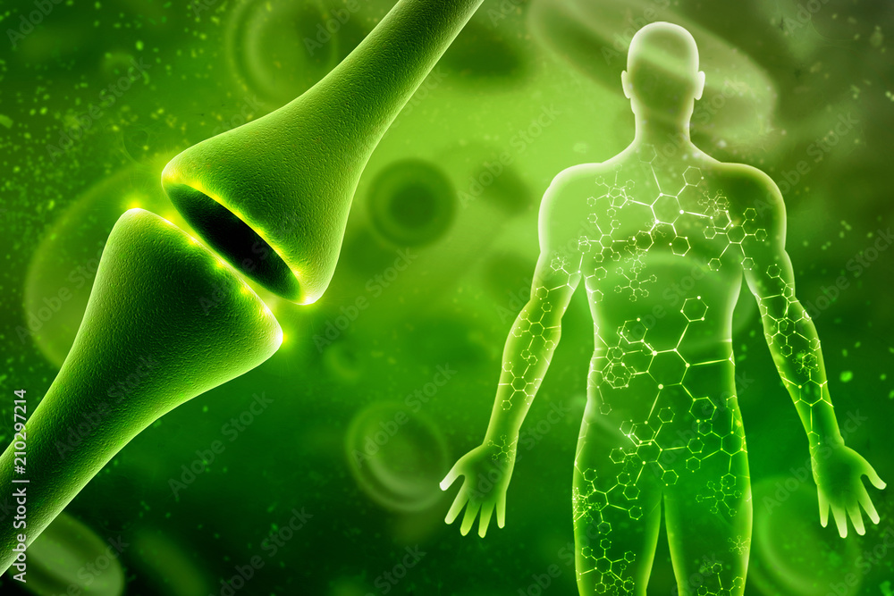 Synapse and Neuron cells sending electrical chemical signals. 3d ...