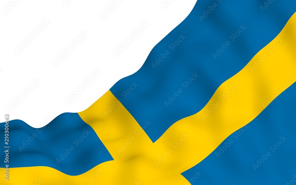 The flag of Sweden. Official state symbol of the Kingdom of Sweden. A ...