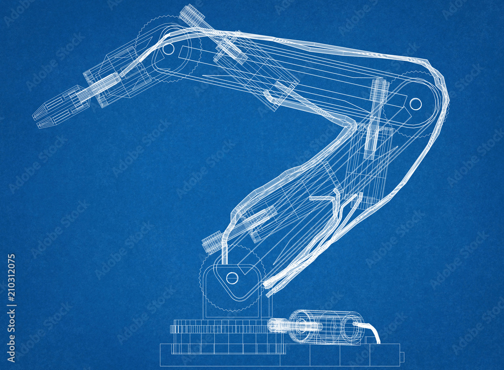 Robotic Arm Design Architect Blueprint Stock Illustration | Adobe Stock