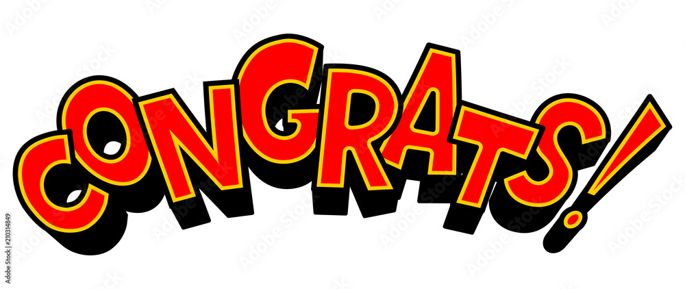 Congrats word comic book pop art vector Stock Vector | Adobe Stock