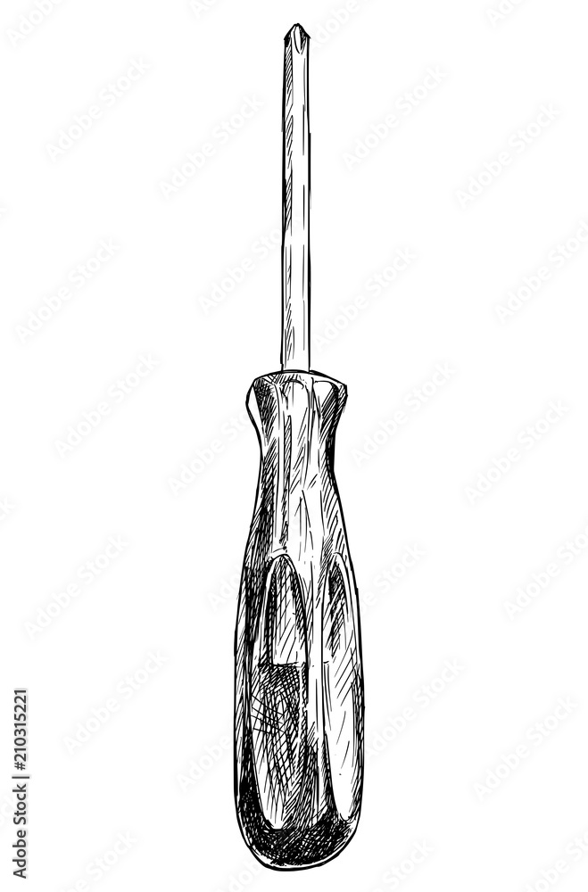 Vector artistic pen and ink drawing illustration of cross-point ...