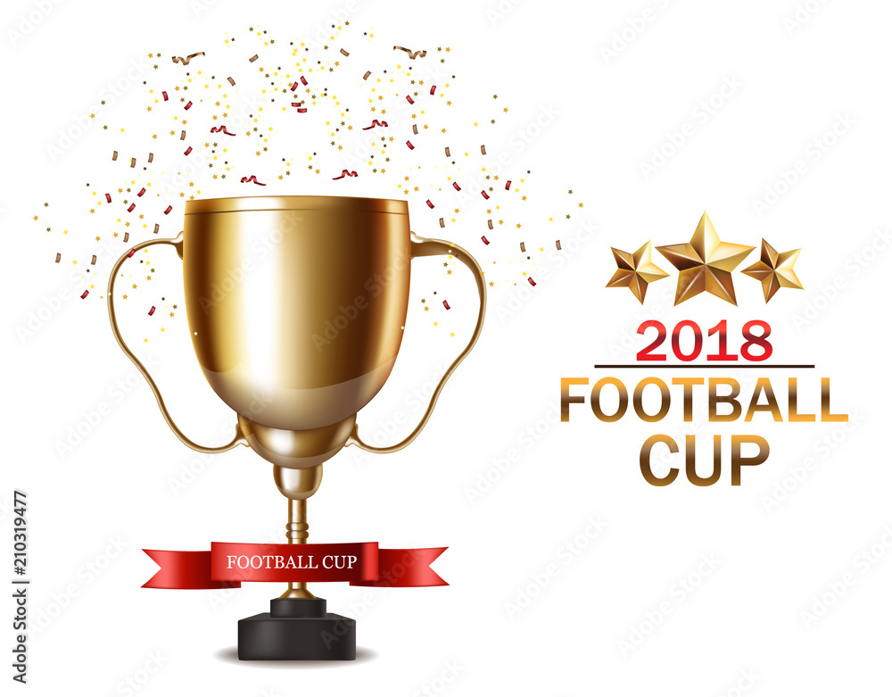 Golden cup Vector realistic. Football finals Competition. Mock up ...