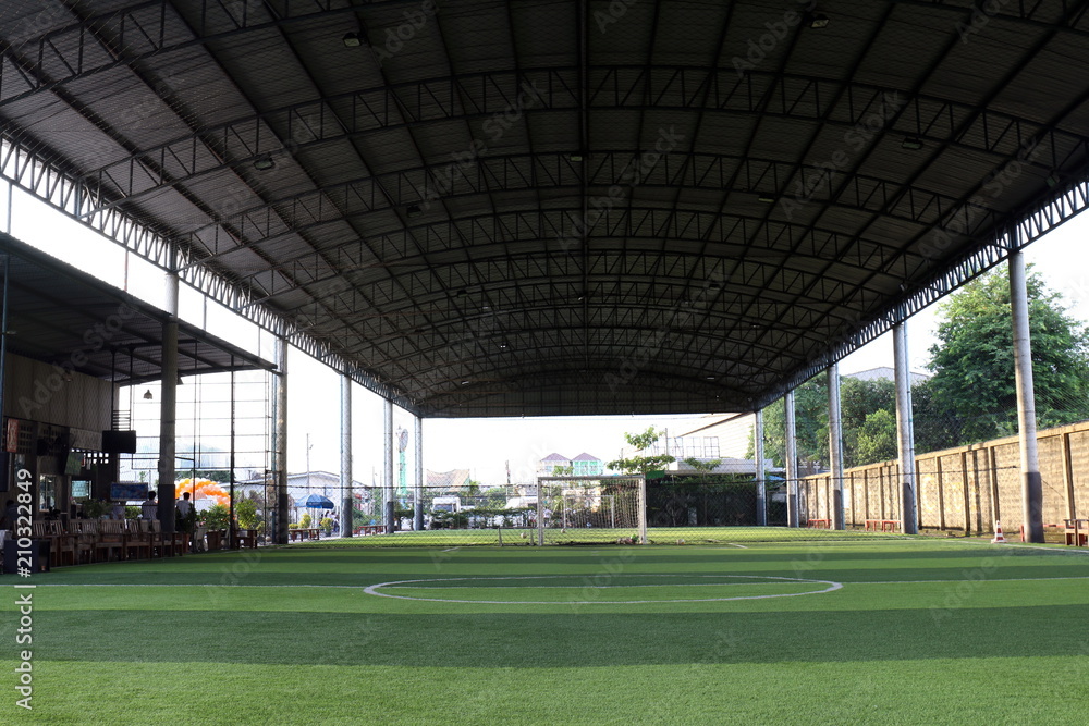 Football field Small, Futsal ball field in the gym indoor, Soccer sport ...