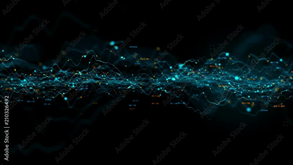 3d render abstract background with graph made of dot particles. Finance graph with details ...