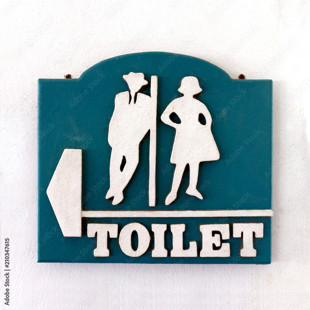 Bathroom sign, Public sign toilet male-female old vintage style on the ...