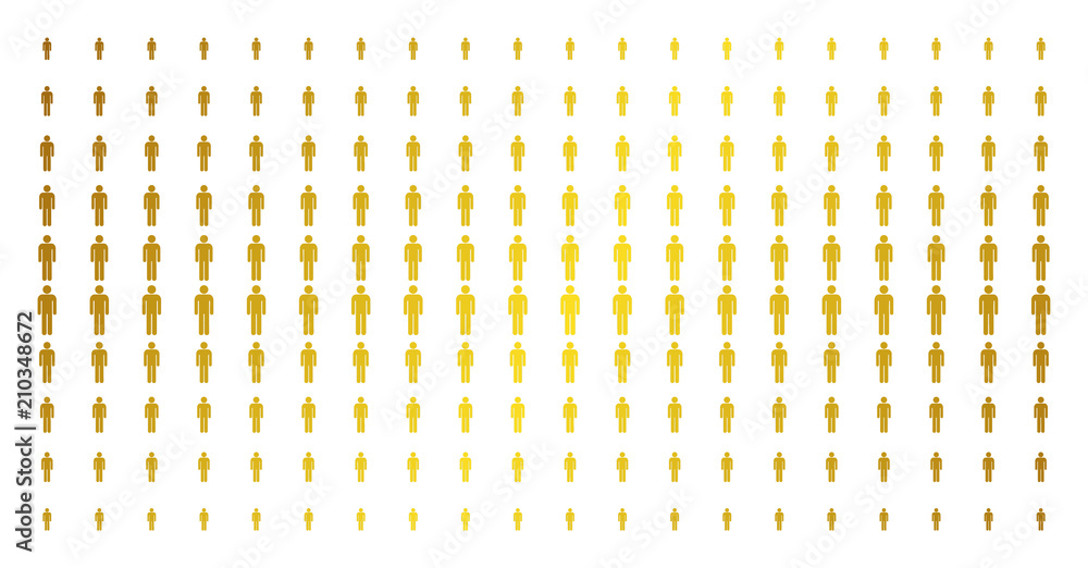 Man user icon gold colored halftone pattern. Vector man user shapes are ...