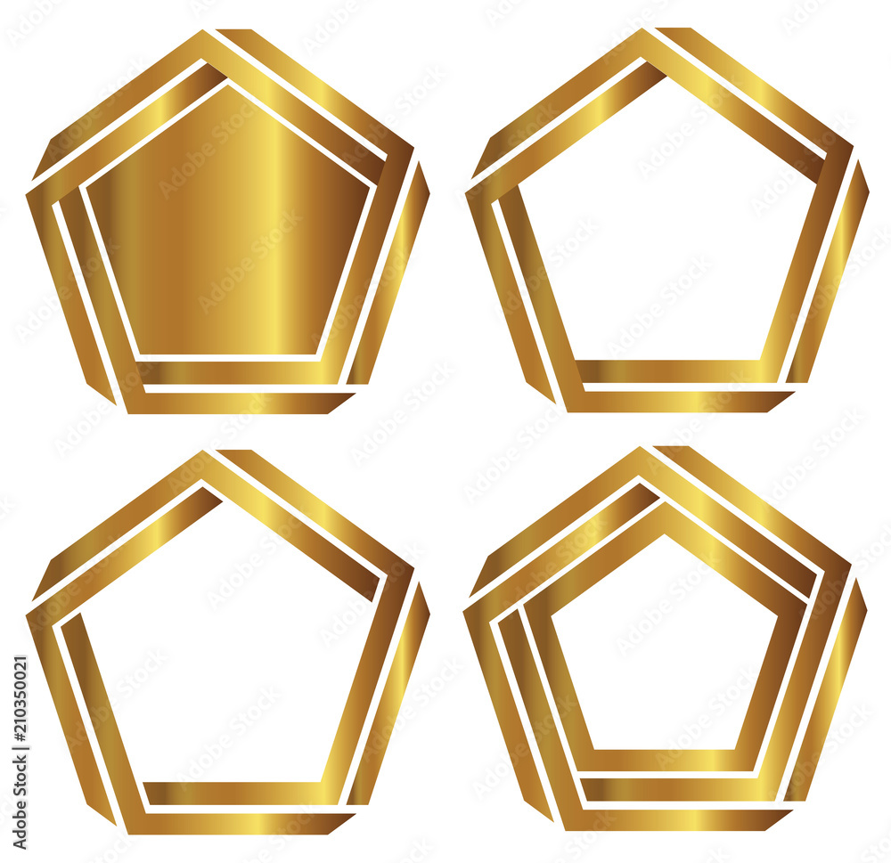golden pentagon on white background Stock Vector | Adobe Stock