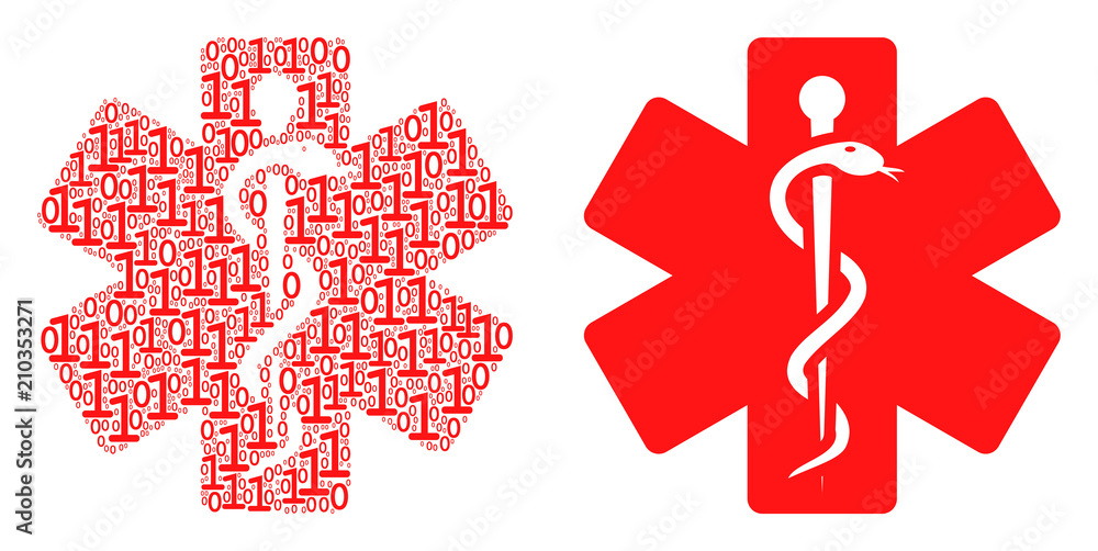 Medical emblem collage icon of zero and null digits in random sizes ...